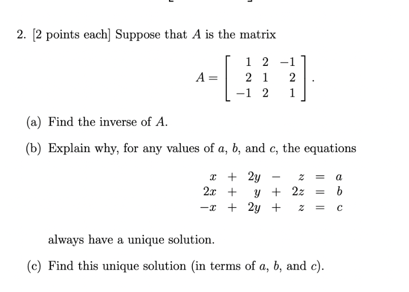 Solved [2 ﻿points each] ﻿Suppose that A is ﻿the | Chegg.com