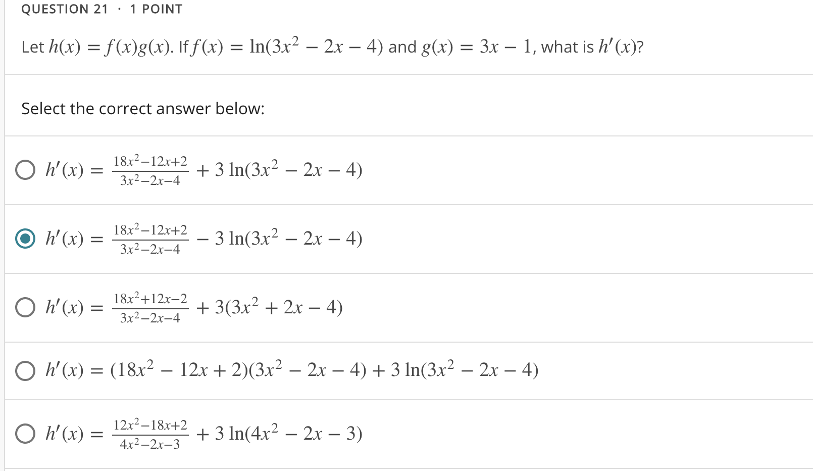 Solved QUESTION 21 . 1 POINT Let h(x) = f(x)g(x). If f(x) = | Chegg.com