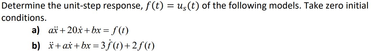 Solved Determine the unit-step response, f(t)=us(t) of the | Chegg.com