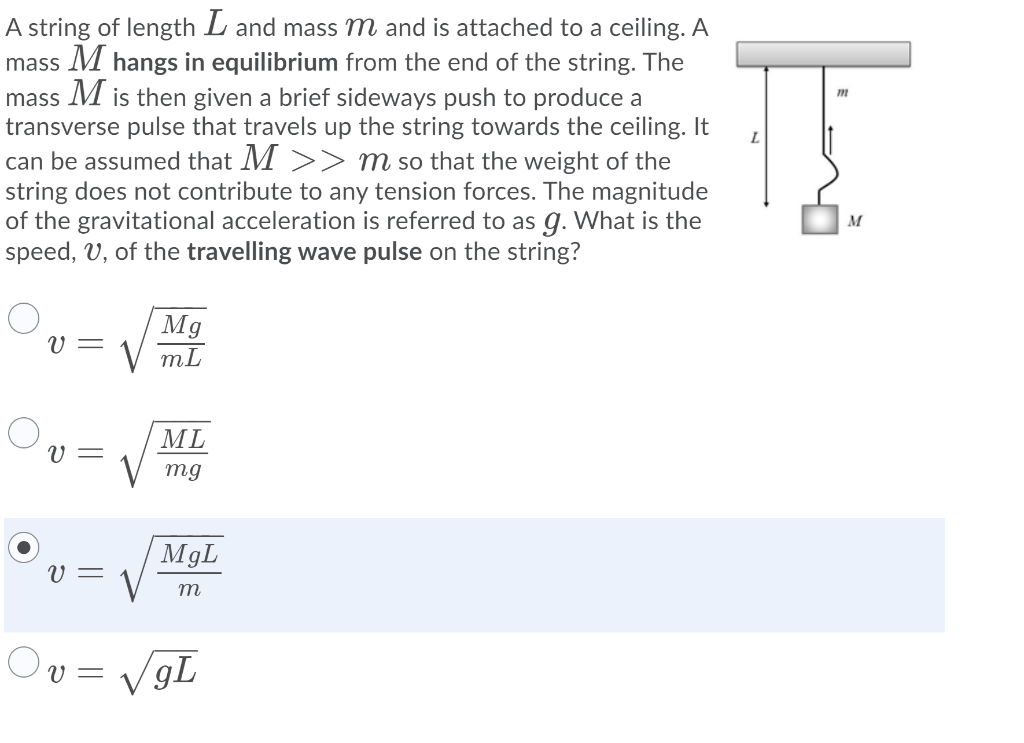 Solved mass m A string of length L and mass m and is | Chegg.com