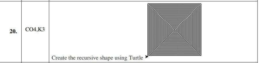 Solved 20. CO4,K3 Create the recursive shape using Turtle | Chegg.com