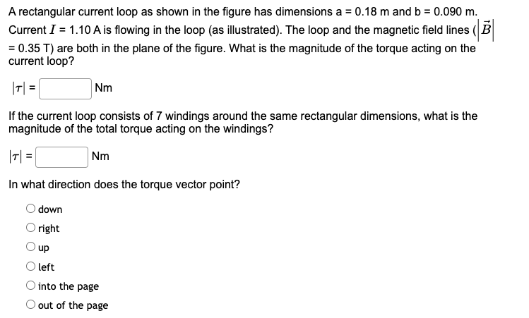 Solved A rectangular current loop as shown in the figure has | Chegg.com