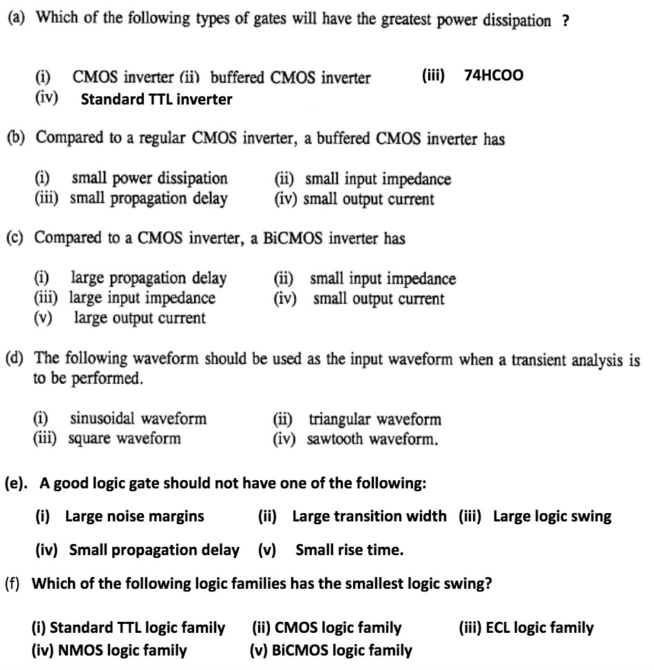 Solved (a) Which of the following types of gates will have | Chegg.com