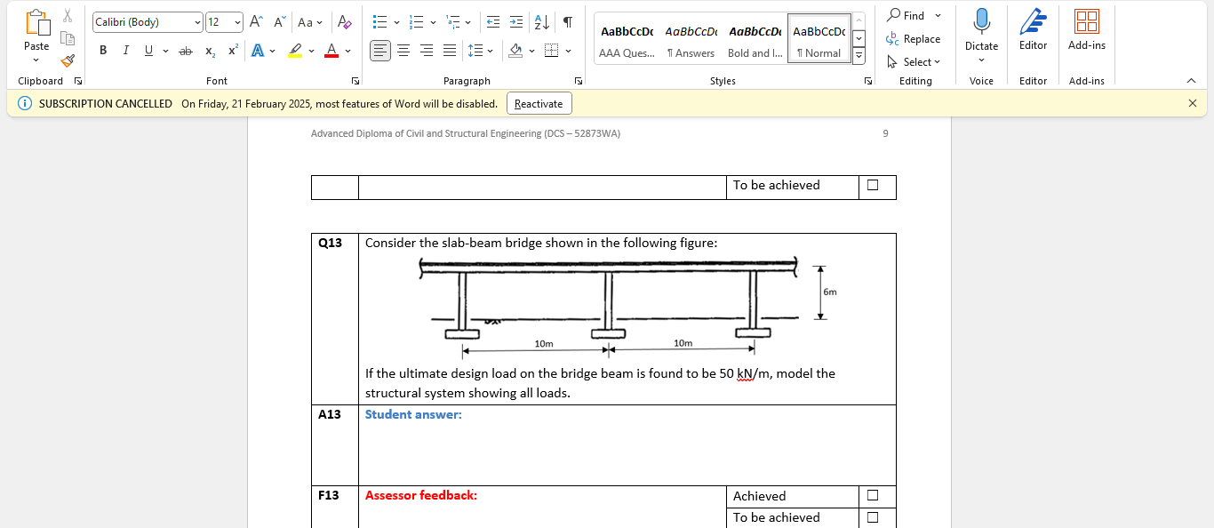 Solved If the ultimate design load on the bridge beam is | Chegg.com