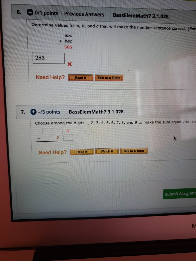 Solved 6. + 0/1 points Previous Answers BassElemMath7 | Chegg.com