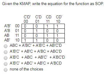 Solved Given the KMAP, write the equation for the function | Chegg.com