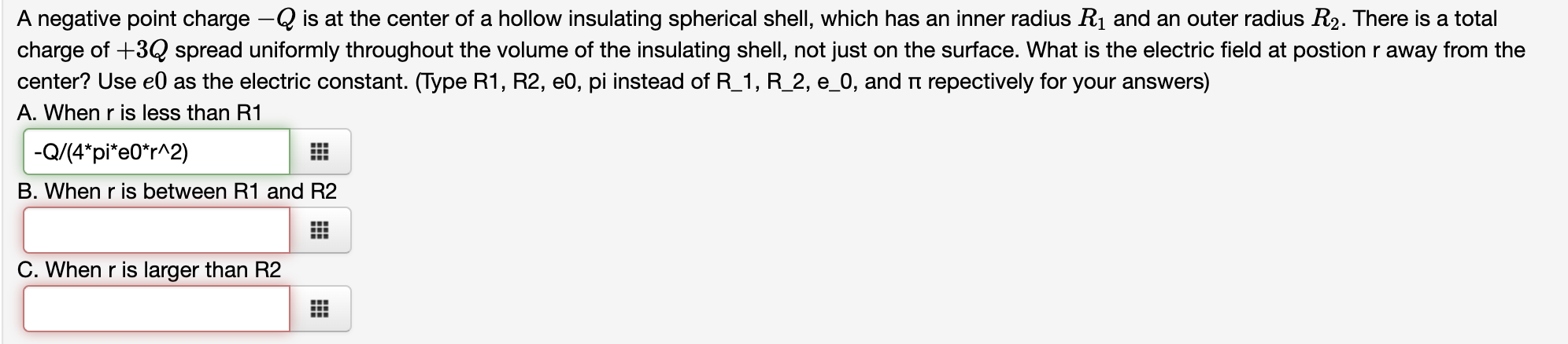 Solved A negative point charge −Q is at the center of a | Chegg.com