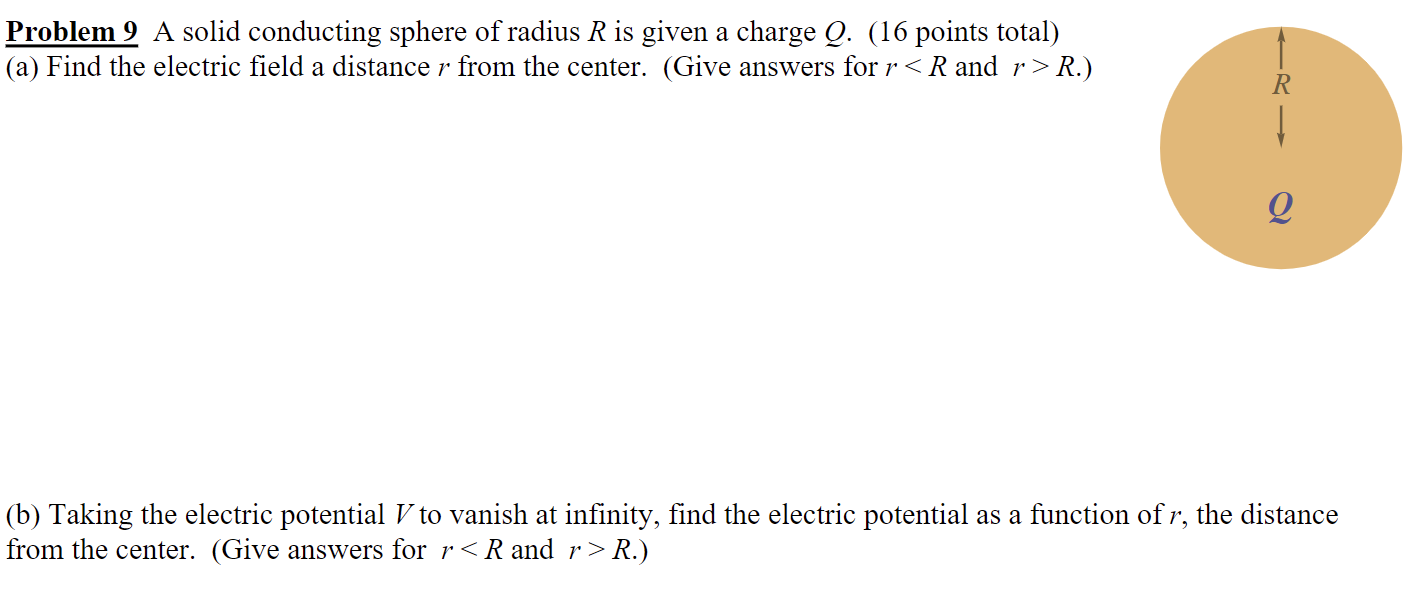 Solved Problem 9 A solid conducting sphere of radius R is | Chegg.com