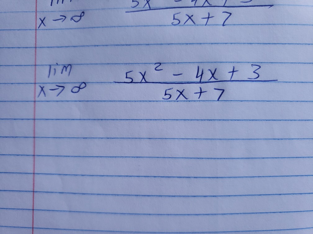 Solved y so 5 5x+21 lim 5x² - 4x + 3 5x + 7 | Chegg.com