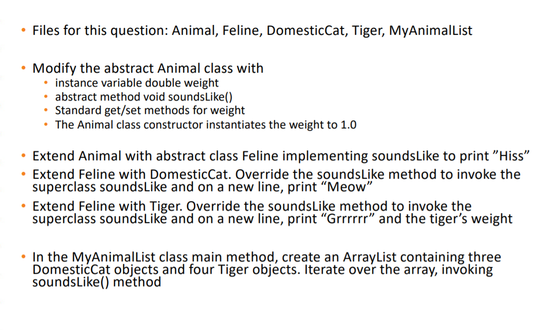 Solved . Files for this question: Animal, Feline, | Chegg.com
