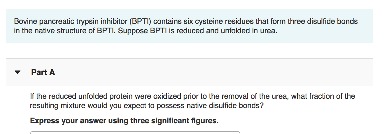 Solved Bovine pancreatic trypsin inhibitor (BPTI) contains | Chegg.com