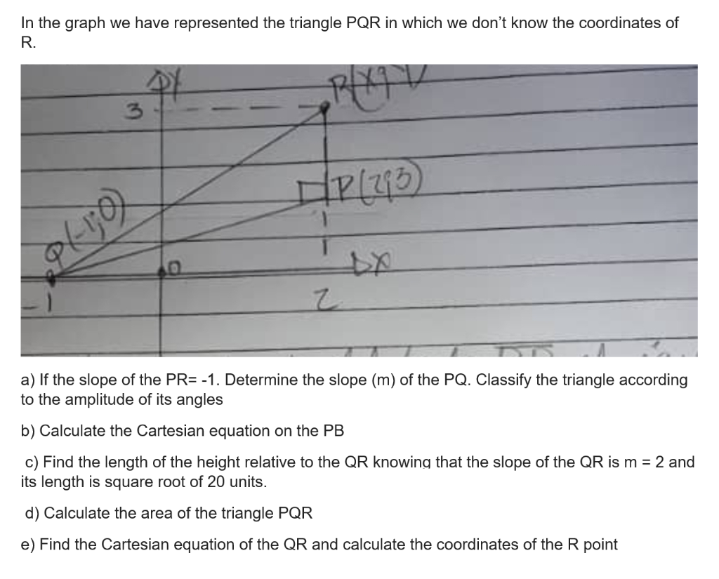 Solved In the graph we have represented the triangle PQR in | Chegg.com