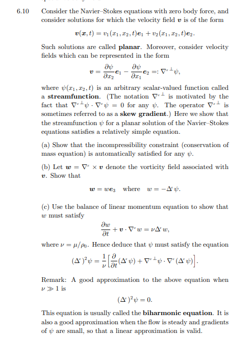 Solved 10 Consider the Navier-Stokes equations with zero | Chegg.com