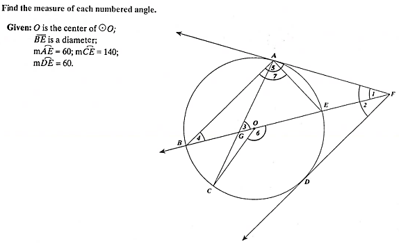 Solved Find the measure of each numbered angle. Given: O is | Chegg.com