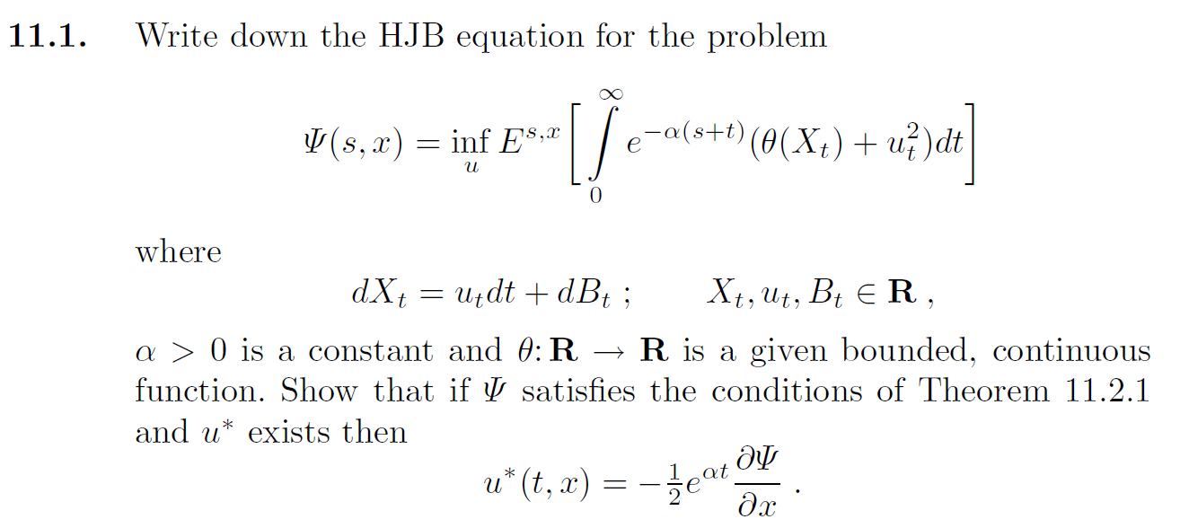 Solved 1.1. Write down the HJB equation for the problem \\[ | Chegg.com