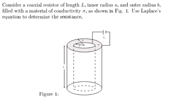 Solved Consider a coaxial resistor of length L, inner radius | Chegg.com