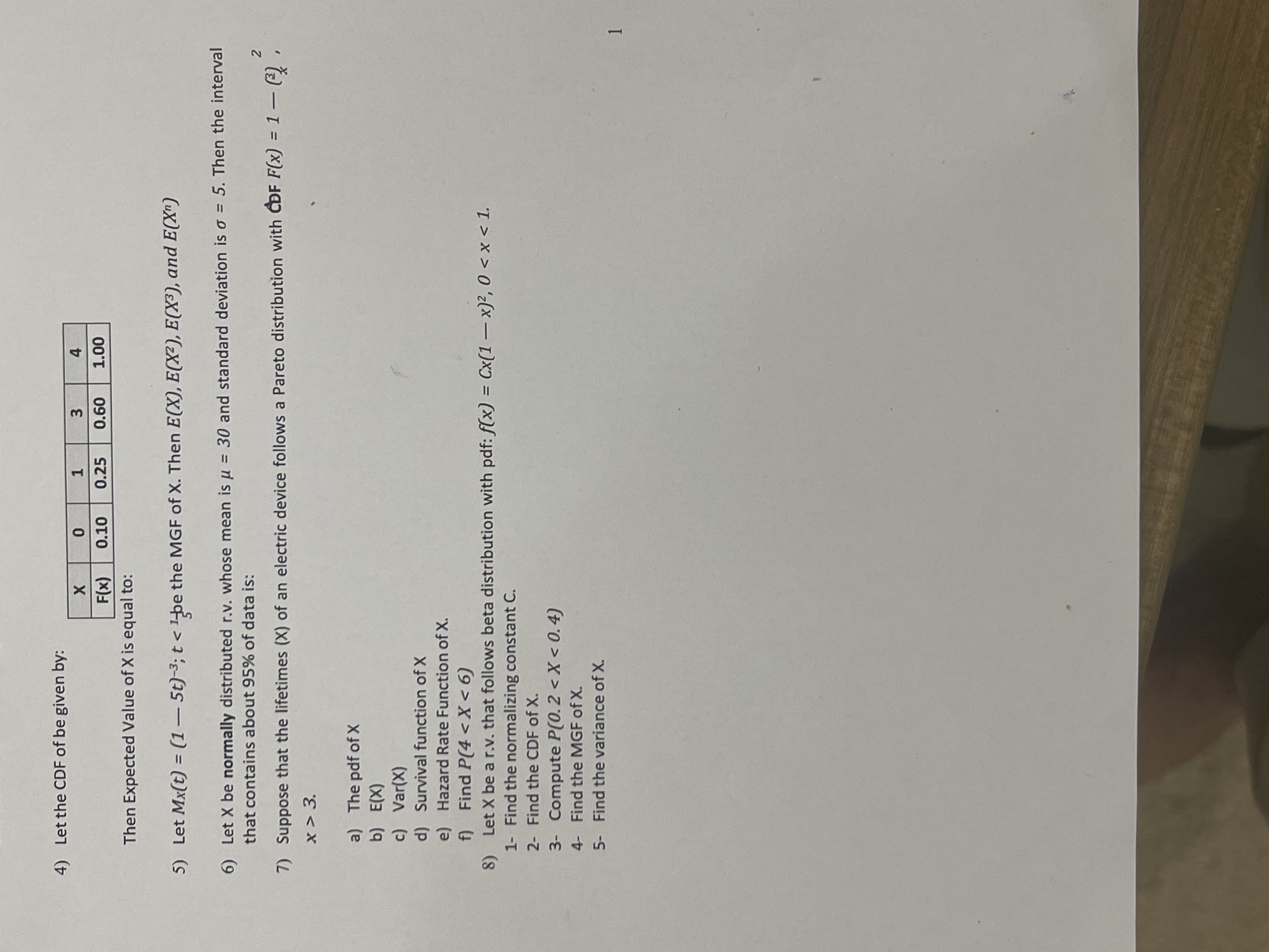 Solved Let the CDF of be given by:Then Expected Value of x | Chegg.com