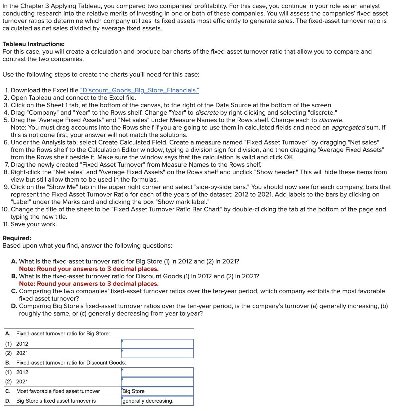 Solved In the Chapter 3 ﻿Applying Tableau, you compared two | Chegg.com