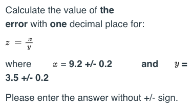 Calculate the value of the error with one decimal | Chegg.com
