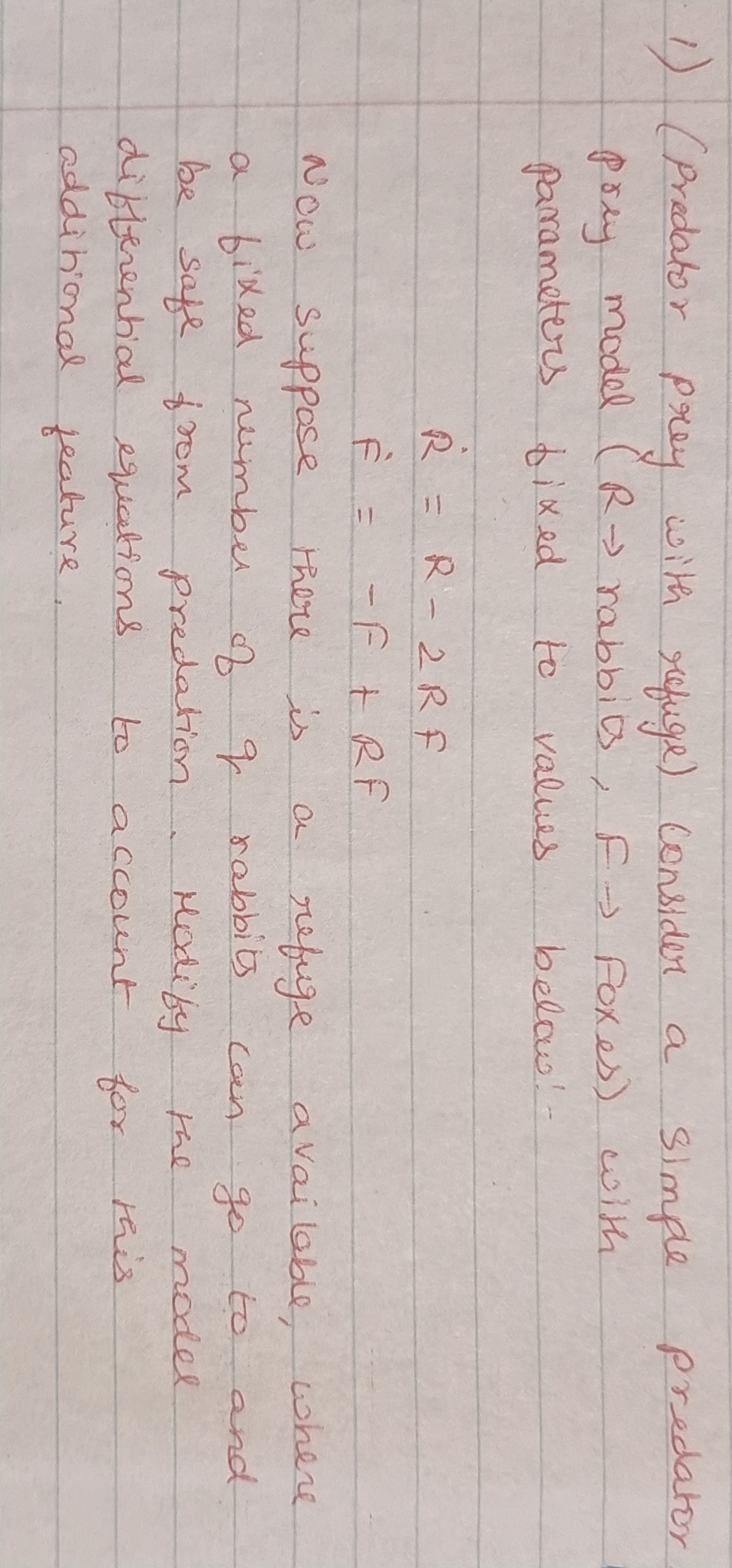 Solved a 1) (Predator prey with refuge) consider a Simple | Chegg.com