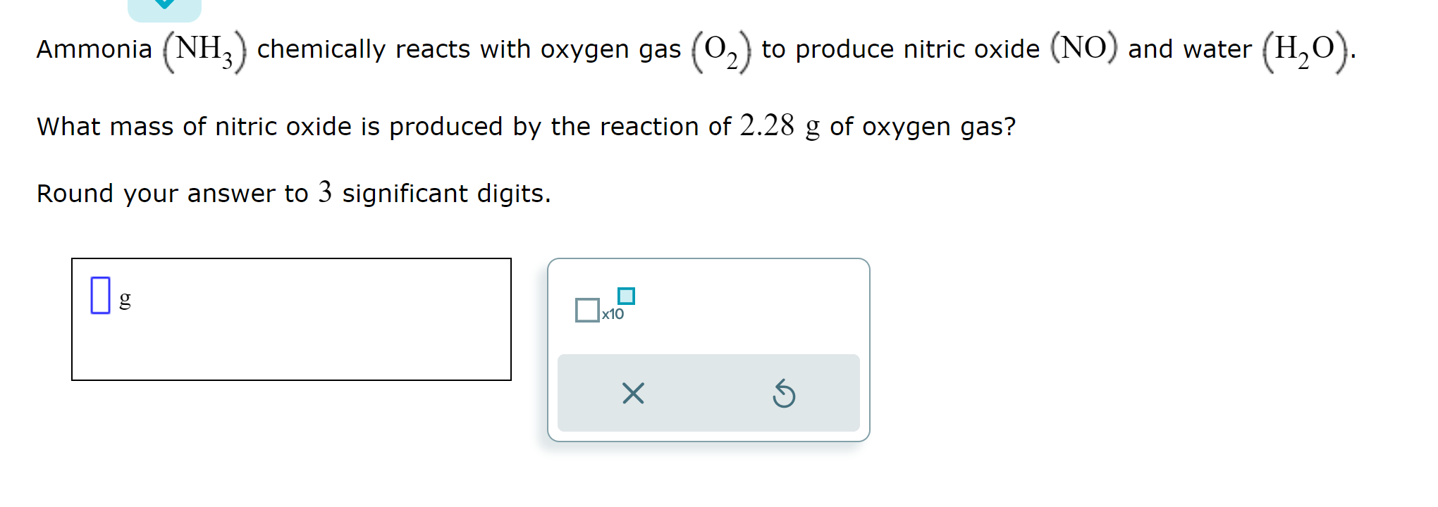 Solved Ammonia (NH3) chemically reacts with oxygen gas (O2) | Chegg.com