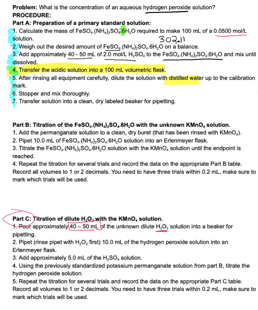 Solved Problem: What is the concentration of an aqueous | Chegg.com