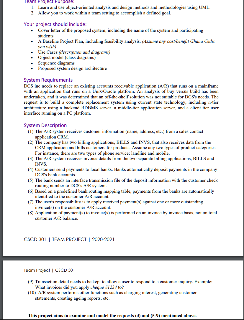 Solved Team Project Purpose: 1. Learn and use | Chegg.com