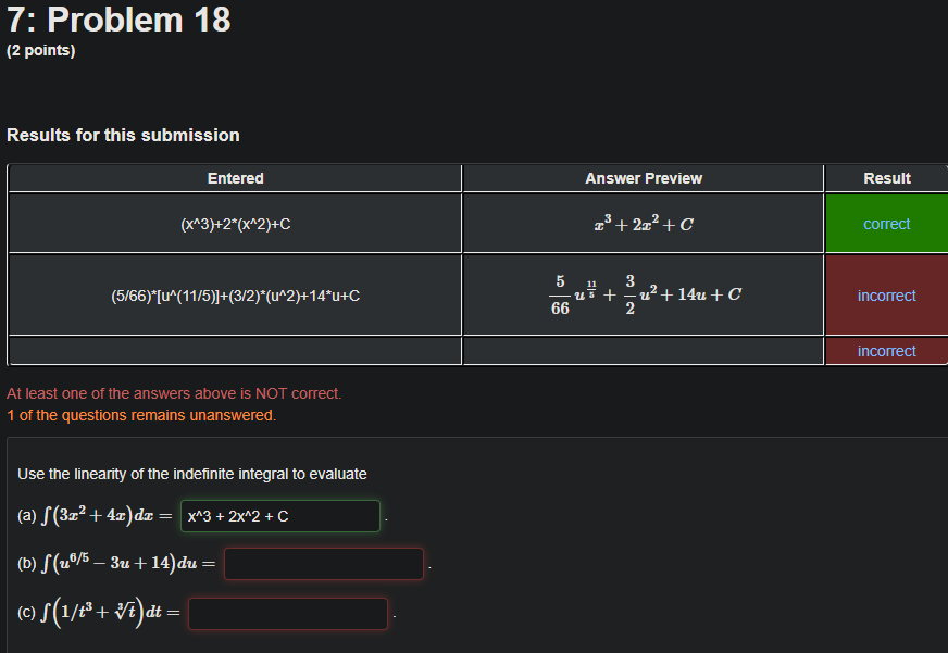 Solved 7: Problem 18 (2 points) Results for this submission | Chegg.com