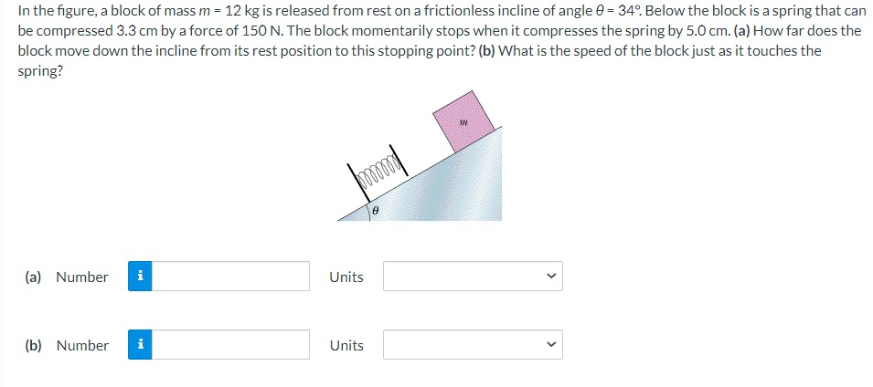 Solved In the figure, a block of mass m=12 kg is released | Chegg.com