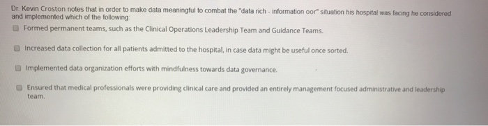 Solved Dr. Kevin Croston notes that in order to make data | Chegg.com