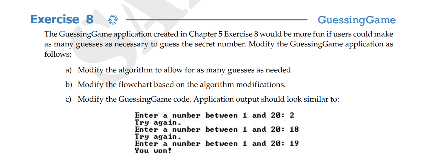 Solved The GuessingGame application created in Chapter 5 | Chegg.com