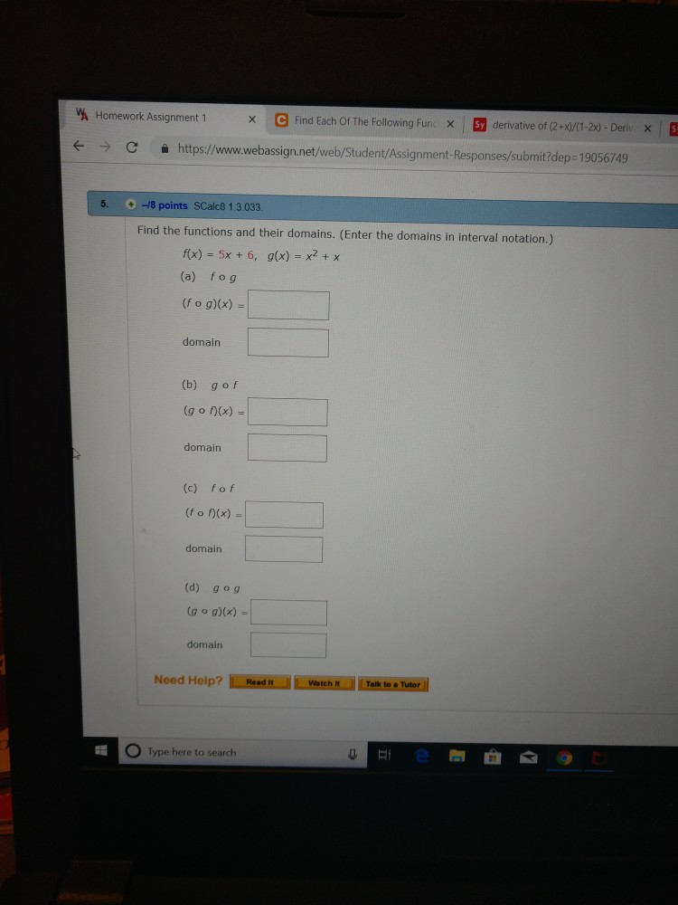 Solved Homework Assignment 1 E Find Each Of The Following