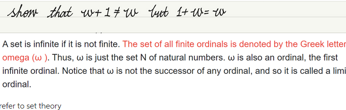 Solved show that w+1 =w lut 1+v=−w A set is infinite if it | Chegg.com