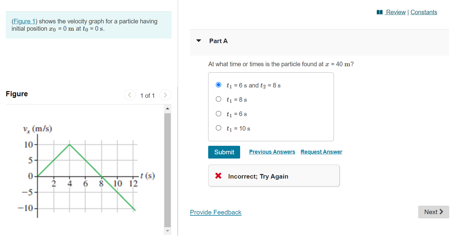 Solved 11 Review Constants (Figure 1) shows the velocity | Chegg.com