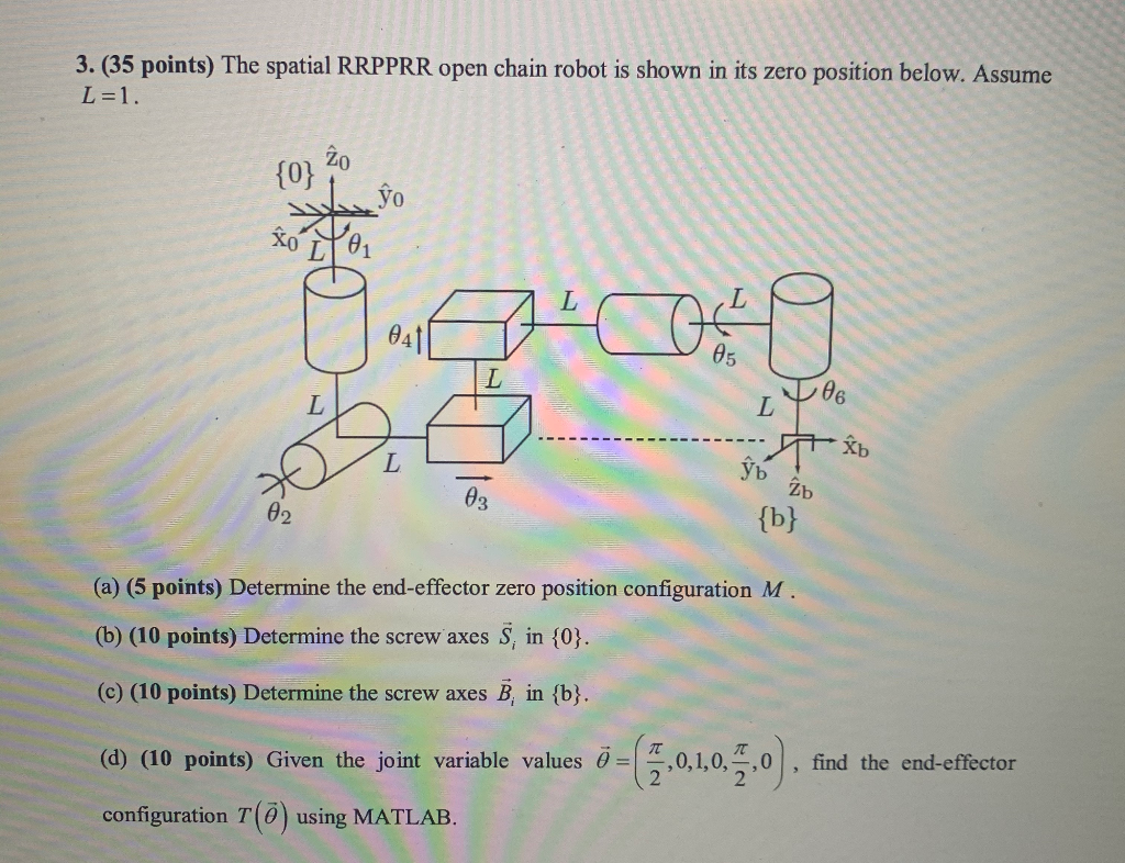 3. (35 points) The spatial RRPPRR open chain robot is | Chegg.com