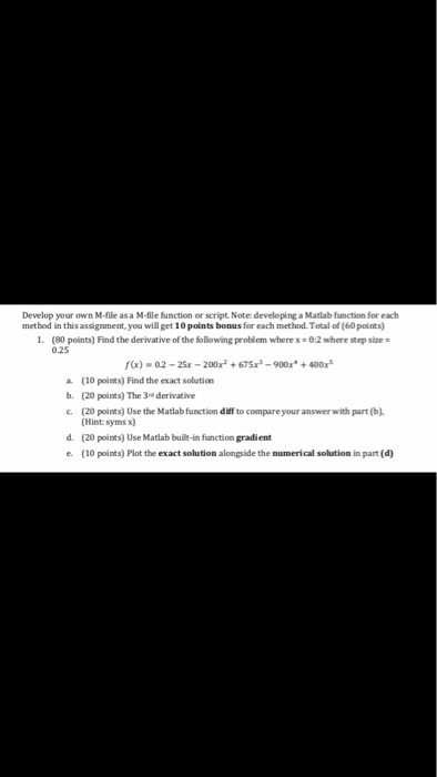 Solved Develop your own M-file as a M-file function or | Chegg.com