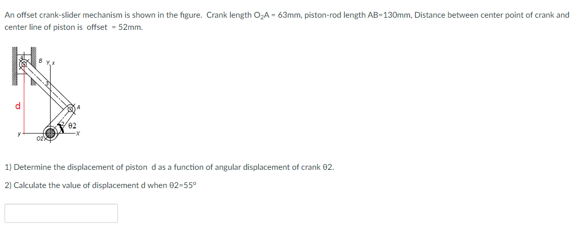 Solved An offset crank-slider mechanism is shown in the | Chegg.com