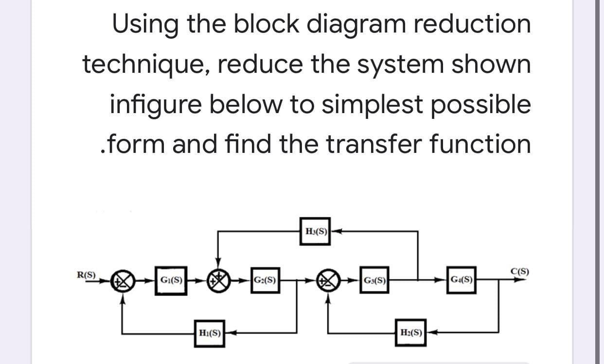 Solved Using the block diagram reduction technique, reduce | Chegg.com
