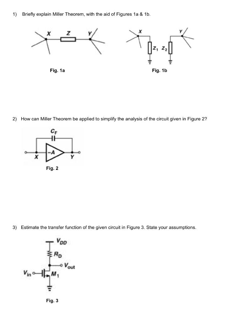 Solved 1) Briefly explain Miller Theorem, with the aid of | Chegg.com