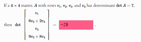 Solved If a 4×4 ﻿matrix A with rows v1,v2,v3, ﻿and v4 ﻿has | Chegg.com