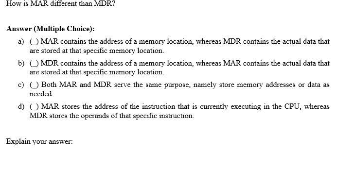 Solved How is MAR different than MDR? Answer (Multiple | Chegg.com