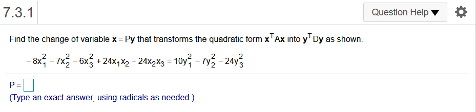 Solved 7.3.1 Question Help Find the change of variable x = | Chegg.com