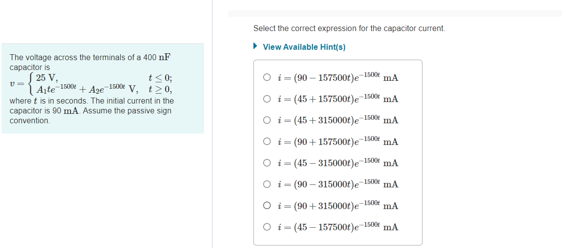 Solved What is the initial energy stored in the capacitor? | Chegg.com