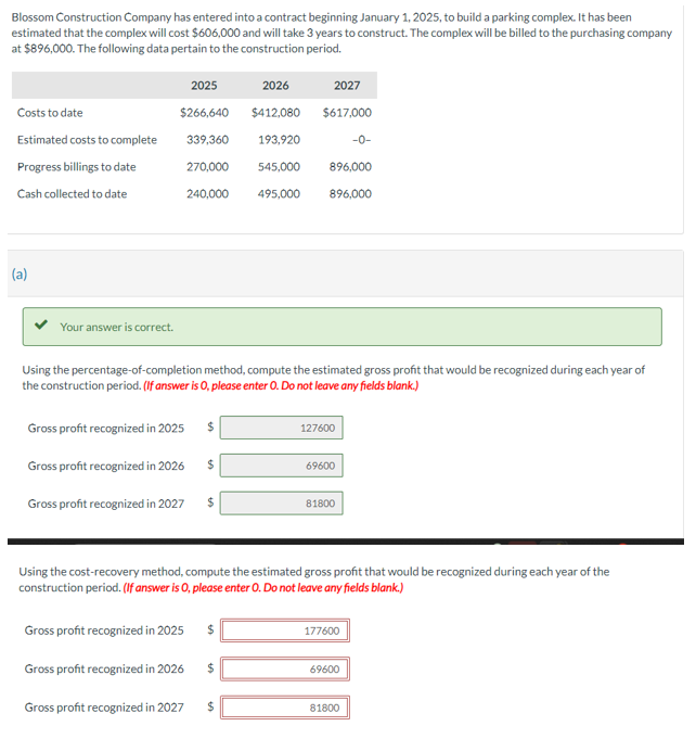 Solved Blossom Construction Company has entered into a | Chegg.com