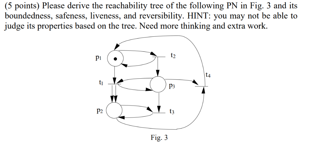 (5 points) Please derive the reachability tree of the | Chegg.com