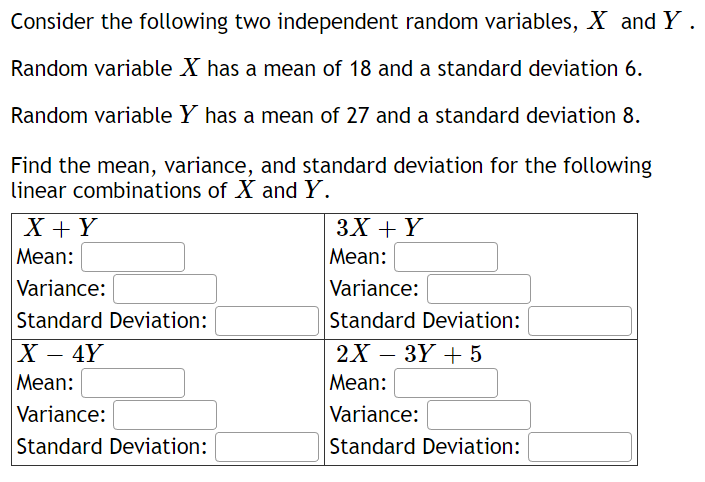Solved Consider the following two independent random | Chegg.com