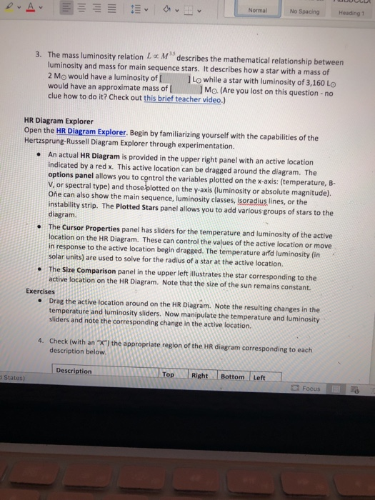 Solved NormalNo Spacing Heading 1 Hertzsprung-Russell | Chegg.com
