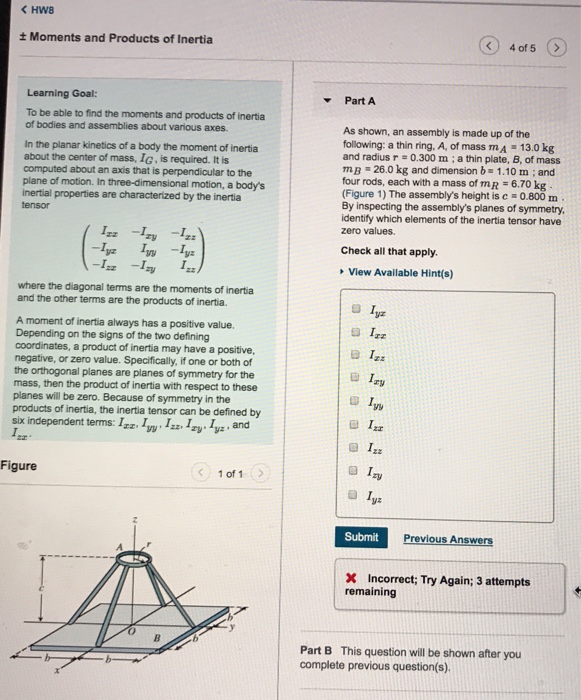 Solved + Moments and Products of Inertia Learning Goal: Part | Chegg.com