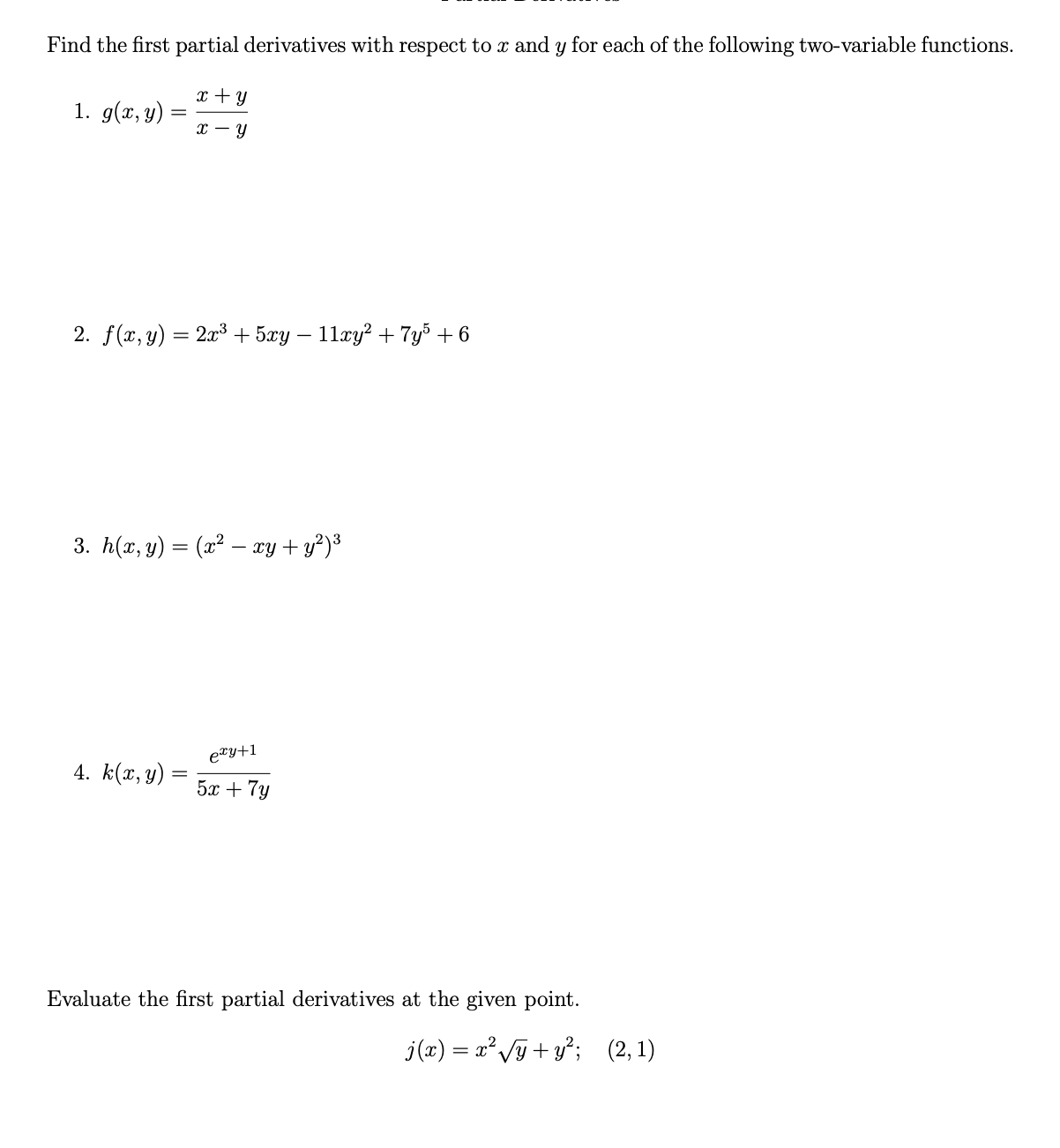 Solved Find the first partial derivatives with respect to x | Chegg.com
