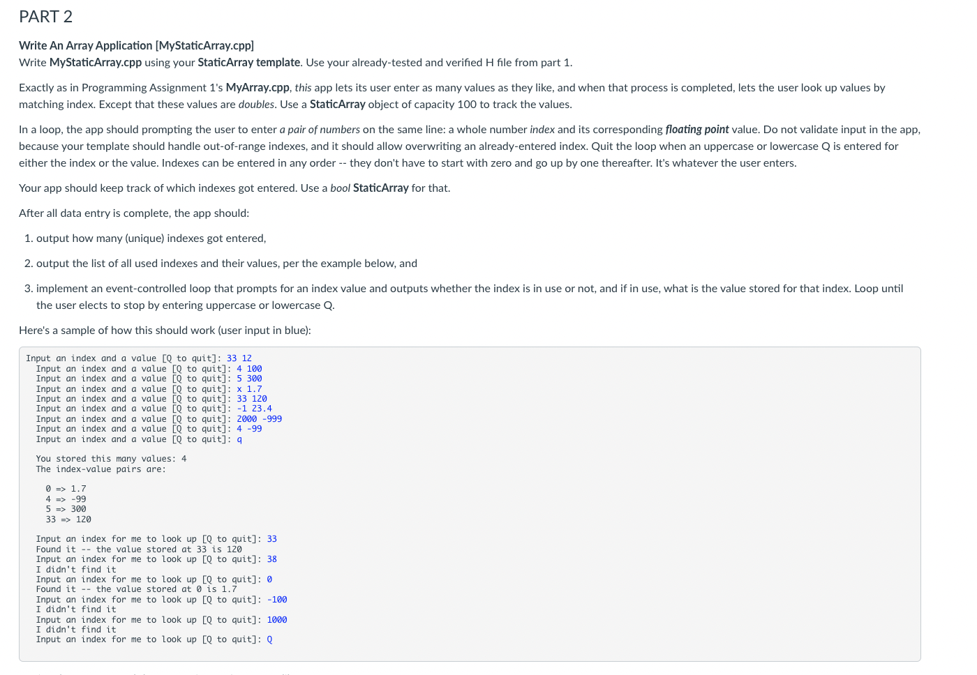 Solved Write And Test An Array Class [staticarray H And